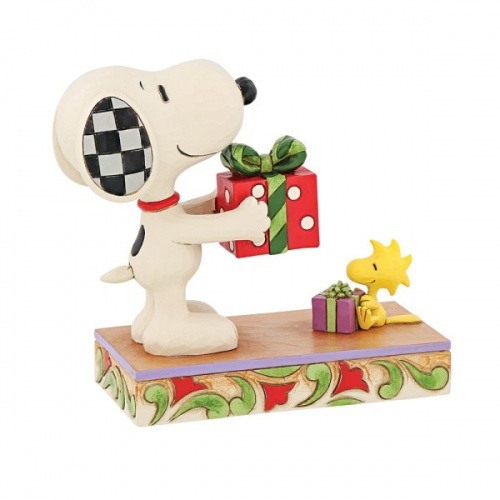 Peanuts Snoopy and Woodstock Giving Gifts Christmas Figurine ...