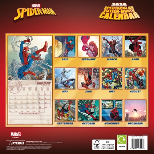 Marvel Spider-Man 2026 Square Wall Calendar - threelittlebears.co.uk