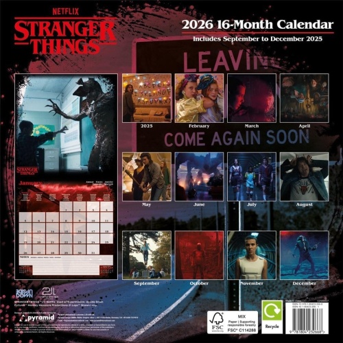 Stranger Things 2026 Wall Calendar - threelittlebears.co.uk