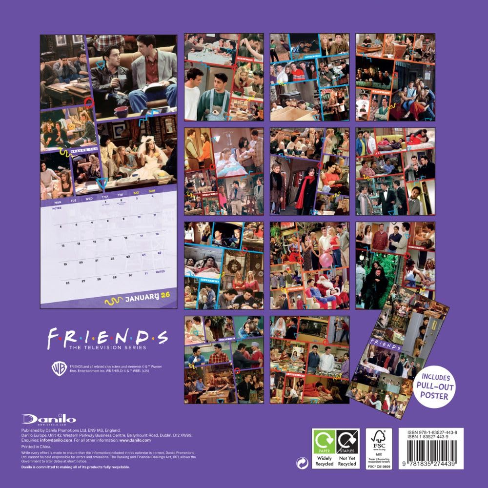 Friends 2026 Wall Calendar - threelittlebears.co.uk