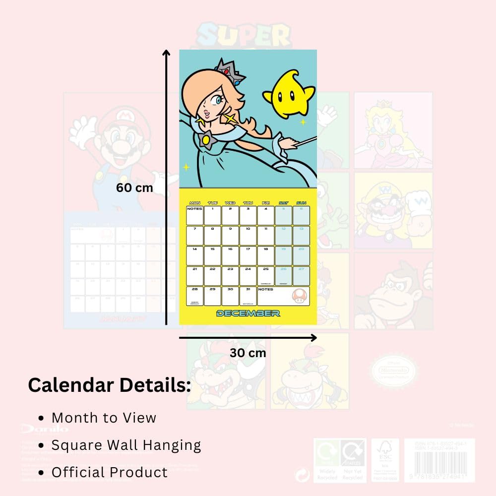 Super Mario 2026 Calendar Officially Licensed - threelittlebears.co.uk
