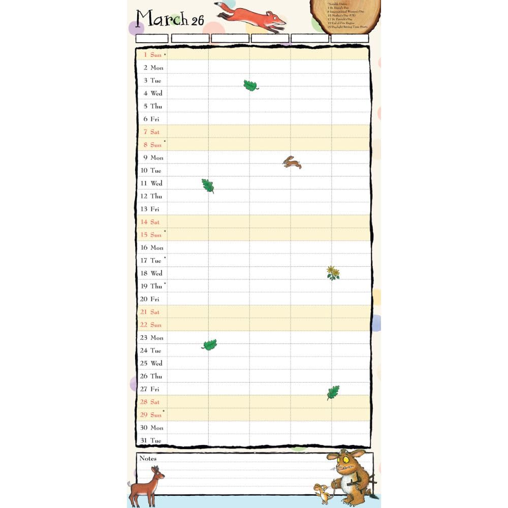 Gruffalo 2026 Family Planner Wall Calendar Officially Licensed ...
