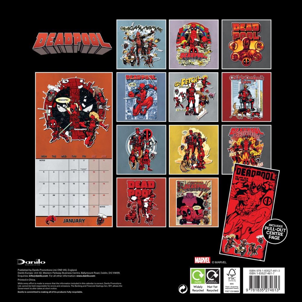 Deadpool Marvel Comics Official 2026 Calendar - threelittlebears.co.uk