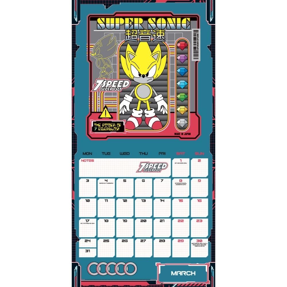 Sonic the Hedgehog Wall Calendar 2025 - threelittlebears.co.uk