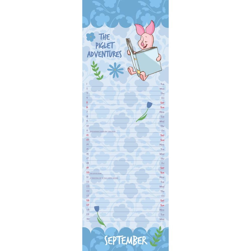 Disney Piglet Official 2026 Slimline Wall Calendar - threelittlebears.co.uk