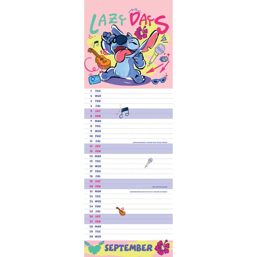 Disney Lilo & Stitch 2026 Slimline Wall Calendar - threelittlebears.co.uk