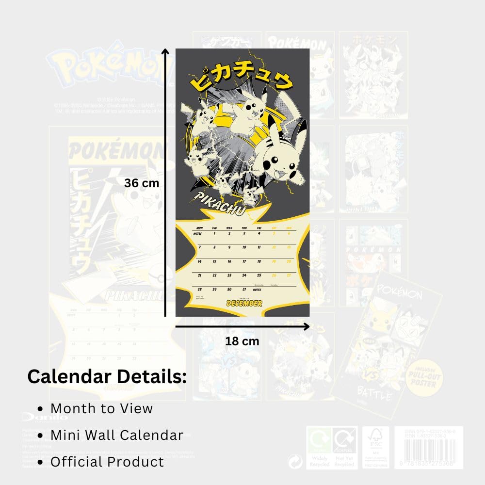 Official Pokemon 2026 Wall Calendar - threelittlebears.co.uk