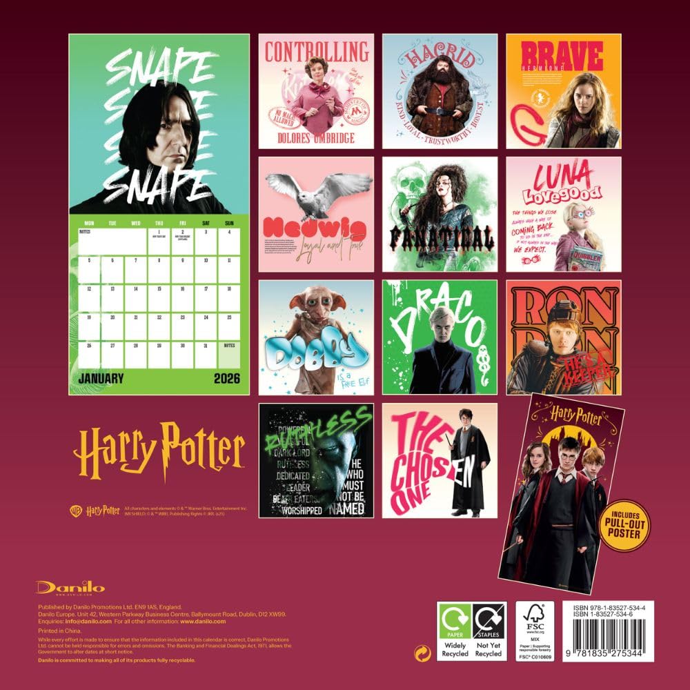 Harry Potter Official 2026 Mini Calendar - threelittlebears.co.uk