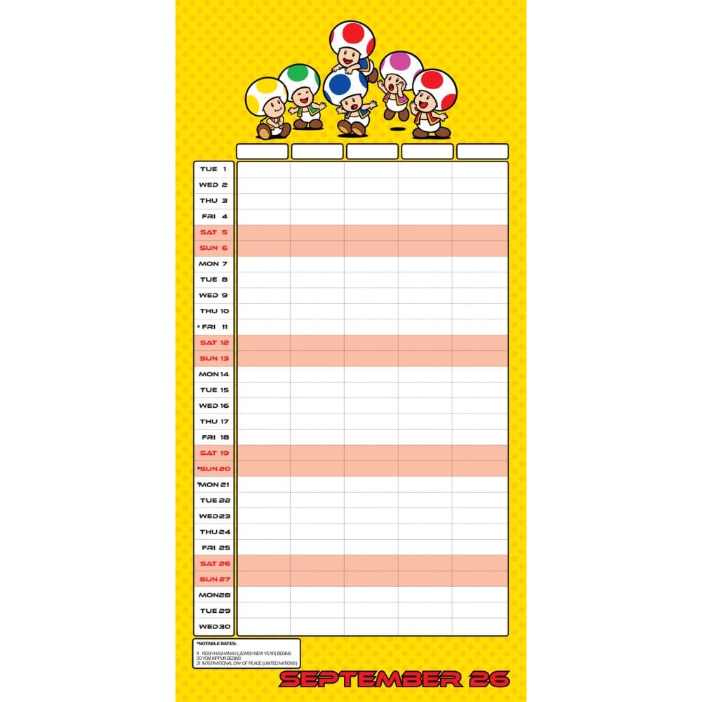 Super Mario 2026 Family Organiser Calendar Officially Licensed ...