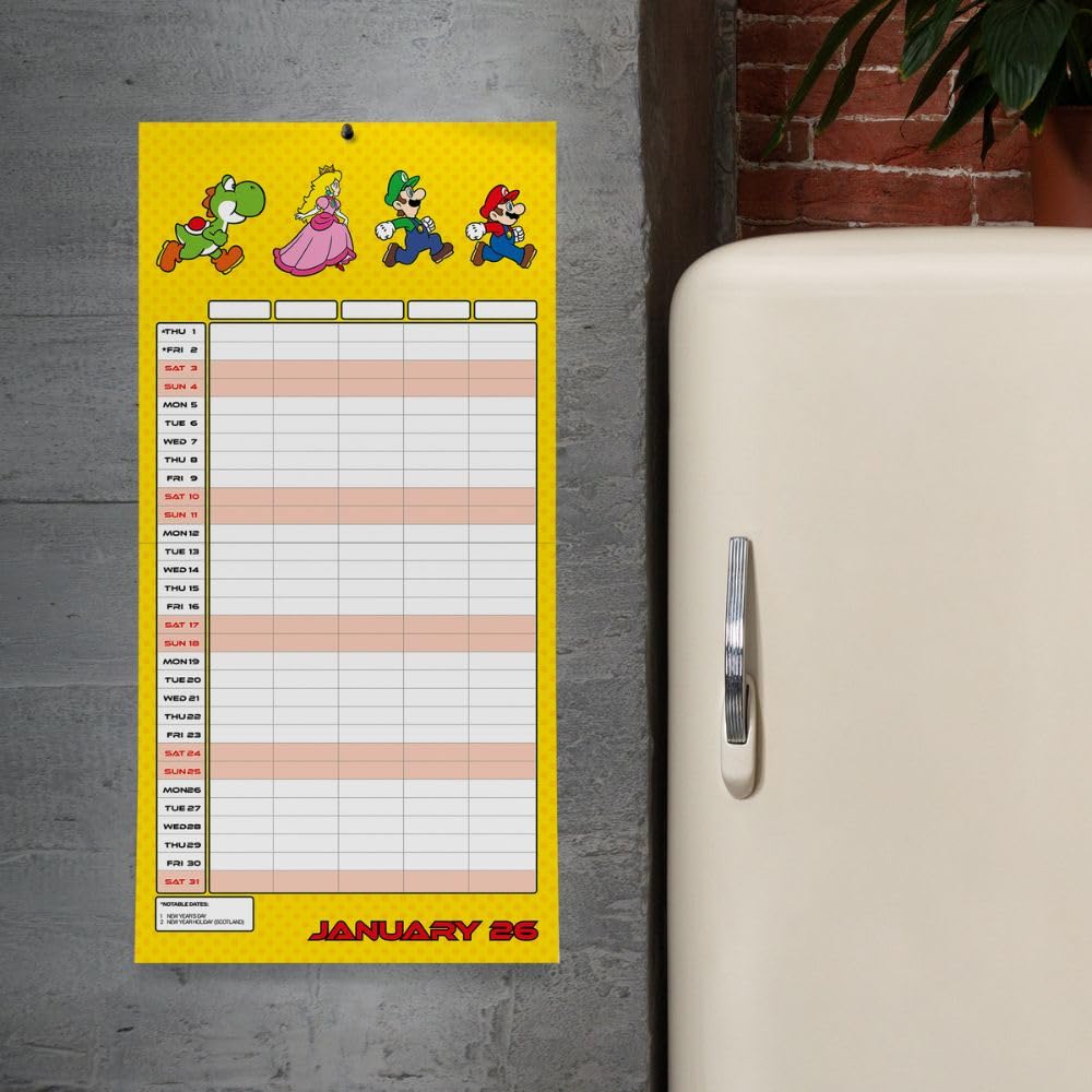 Super Mario 2026 Family Organiser Calendar Officially Licensed ...