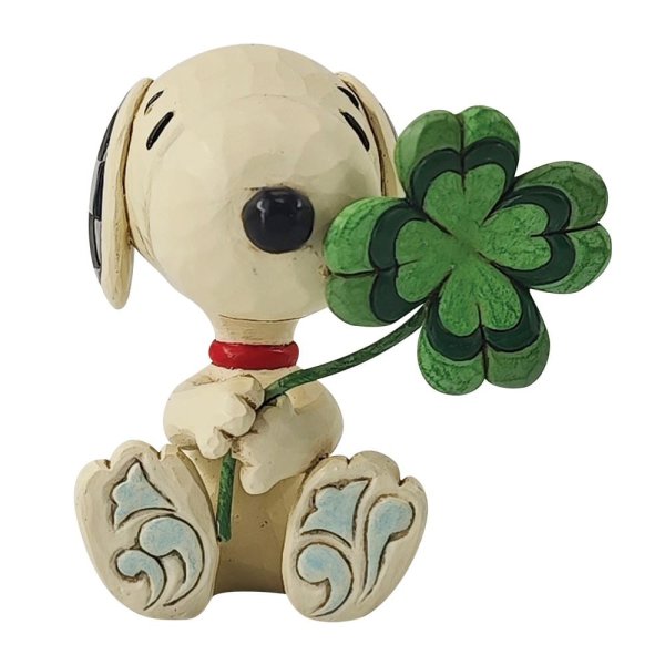 Jim Shore Peanuts Snoopy with Clover Mini Figurine - threelittlebears.co.uk