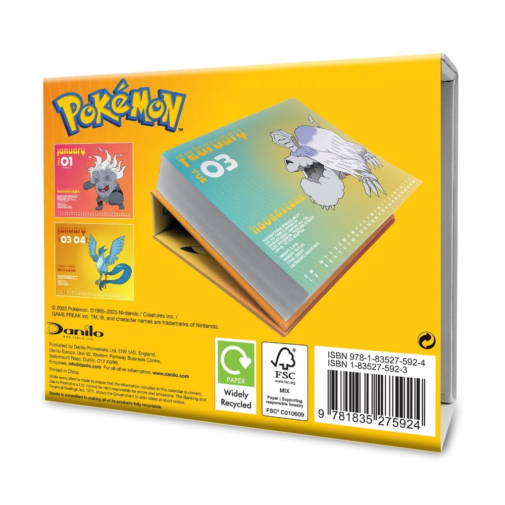 Pokemon 2026 Desk Block Desk Page a day Calendar - threelittlebears.co.uk