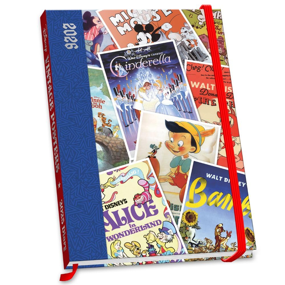 Disney Vintage Posters A5 Hardcover Week to View 2026 Diary ...