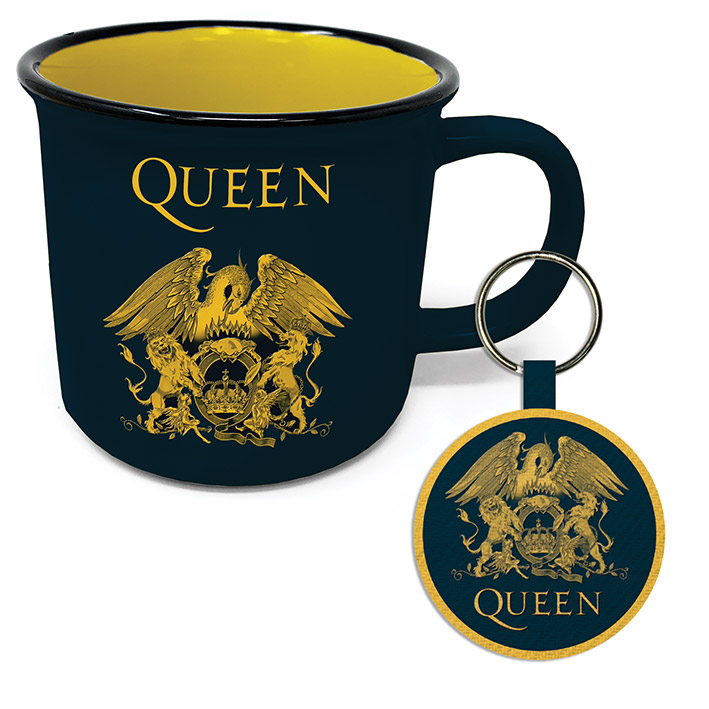 Queen Logo Crest Mug and Keychain Gift Set - threelittlebears.co.uk