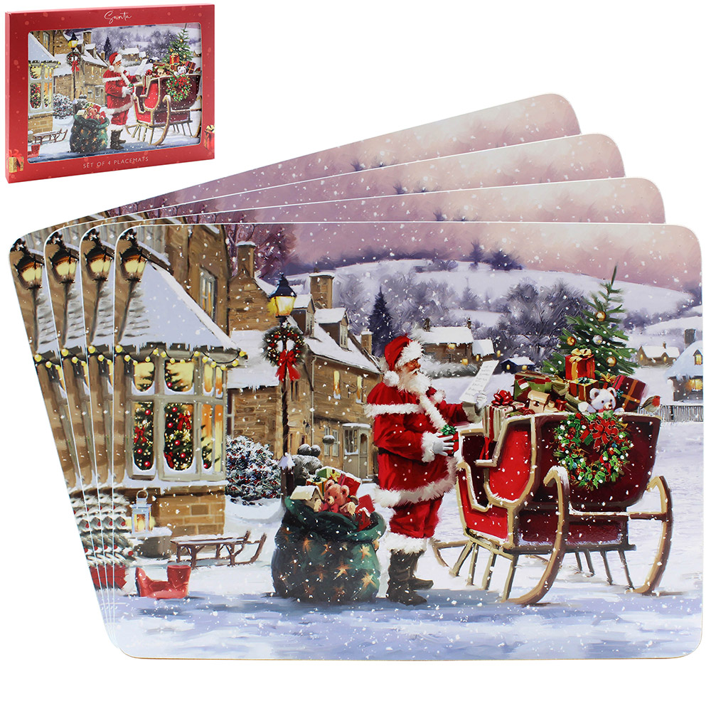 Santa Christmas Scene Placemats Set Of 4 Place Mats santa-christmas-scene-placemats-set-of-4-place-mats