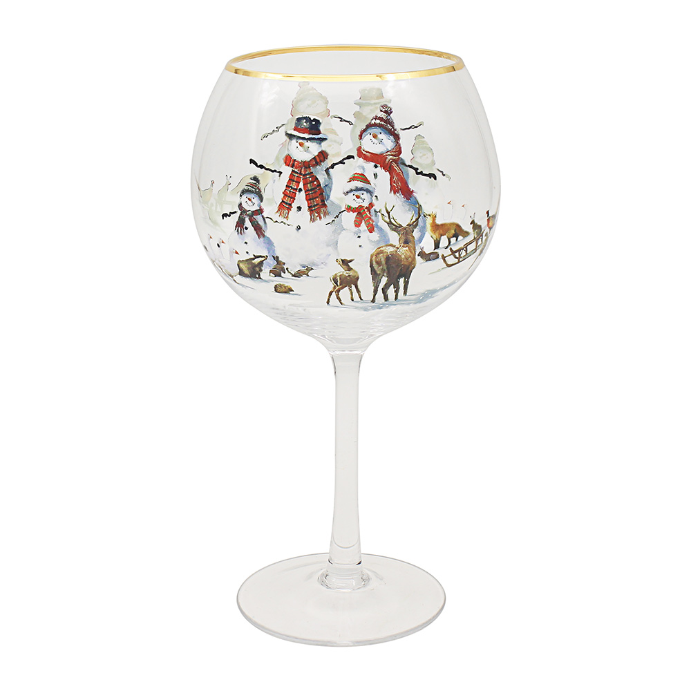 Magic of Christmas Balloon Copa Glass Gin and Tonic Festive Snowmen ...