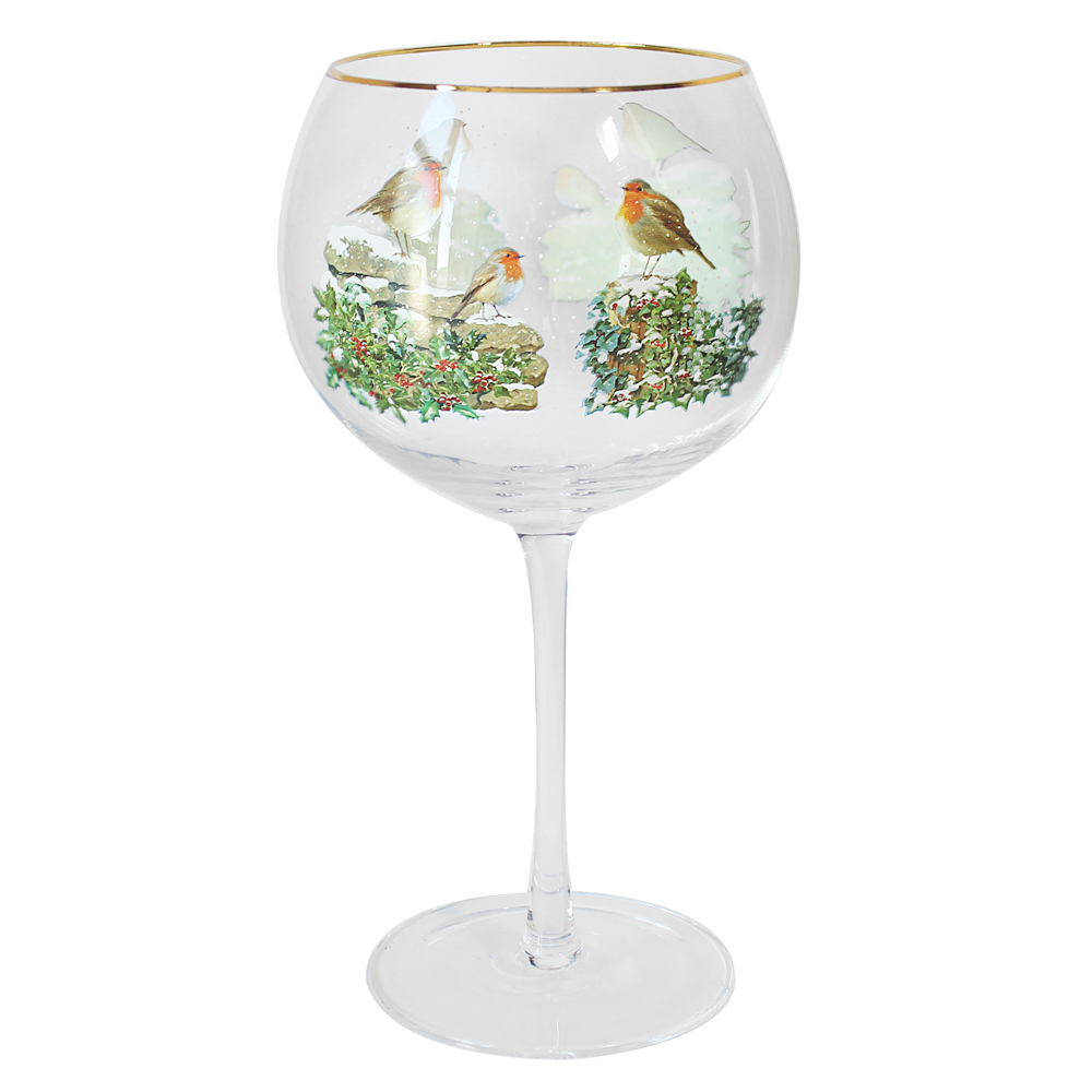 Christmas Robin Balloon Copa Glass Gin and Tonic Festive Robins ...