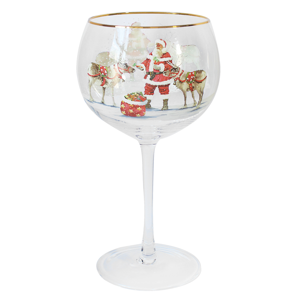 Santa Christmas Balloon Copa Glass Gin and Tonic Festive ...