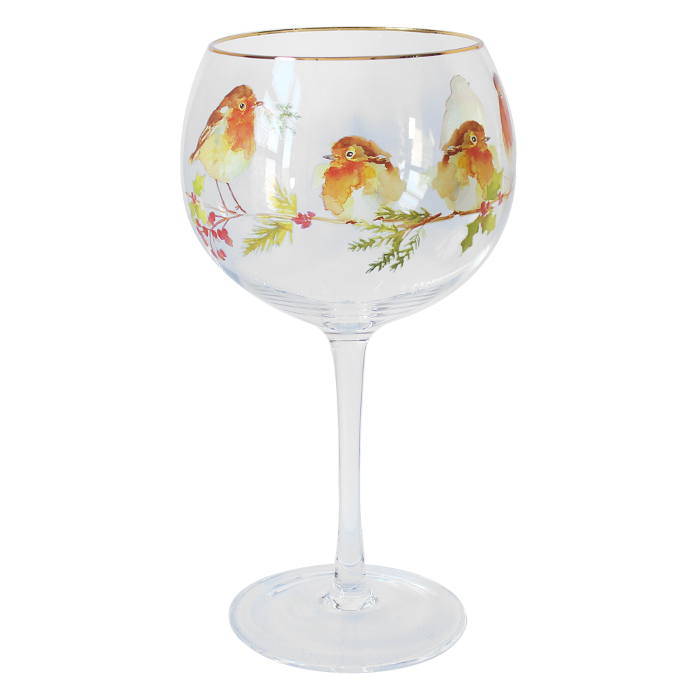 Winter Robin Balloon Copa Glass Gin and Tonic Festive Robins ...