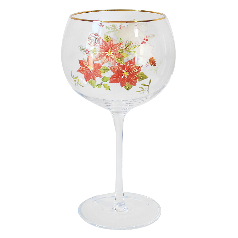 Poinsettia Balloon Copa Glass Gin and Tonic Festive Floral ...