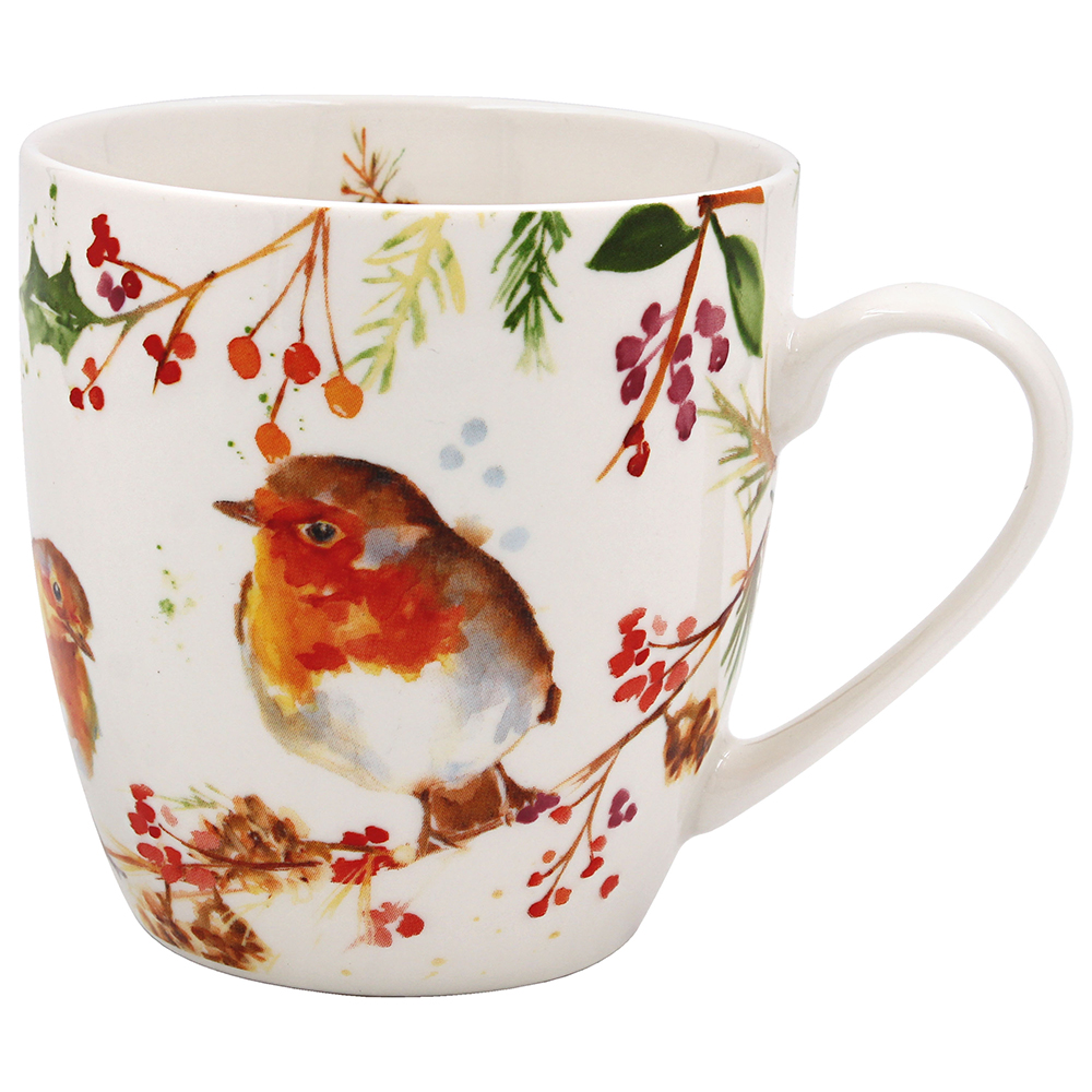 Winter Robin Breakfast Mug Cup - threelittlebears.co.uk