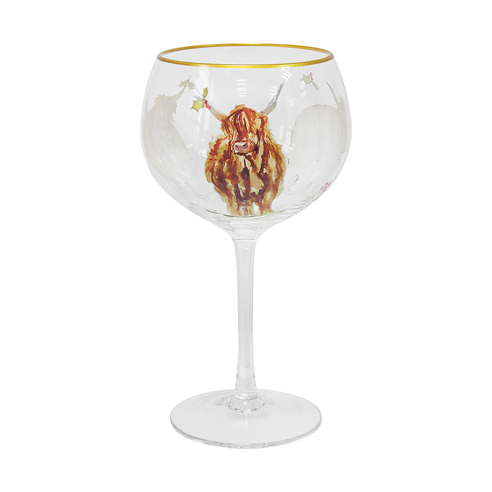 Highland Cow Balloon Glass Gin and Tonic Festive Christmas Balloon Gin ...