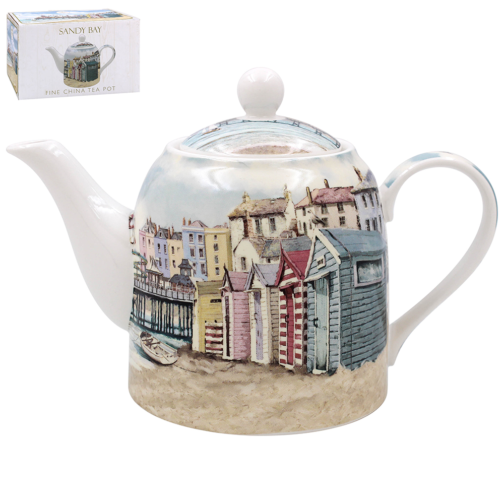 Sandy Bay Beach Seaside Nautical Teapot - threelittlebears.co.uk