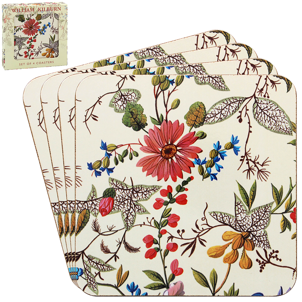 William Kilburn Floral Set Of 4 Coasters - threelittlebears.co.uk