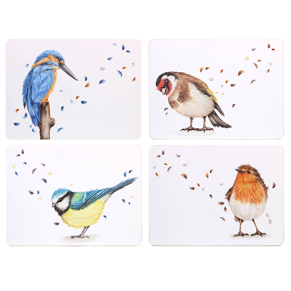 Clemency Bunn British Birds Set Of 4 Placemats Goldfinch Blue Tit Robin ...