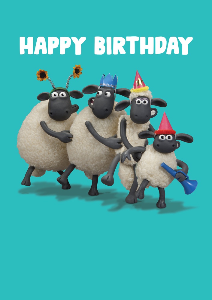 Shaun the Sheep Happy Birthday Conga Greetings Card - threelittlebears ...