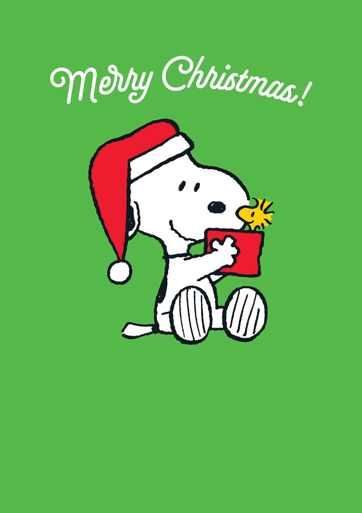 Snoopy Merry Christmas Present Card - threelittlebears.co.uk