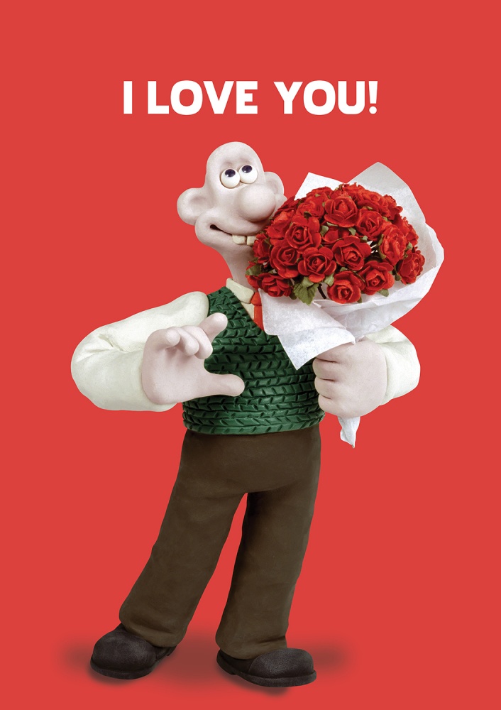 Wallace & Gromit I Love You Greetings Card - threelittlebears.co.uk