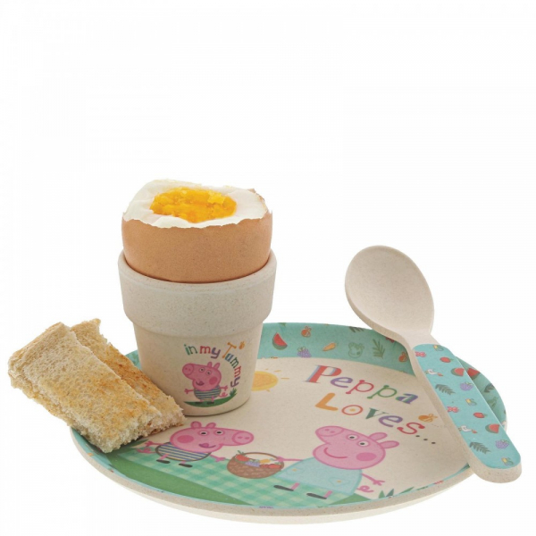 Peppa Pig Organic Bamboo Egg Cup Dinner Set - threelittlebears.co.uk