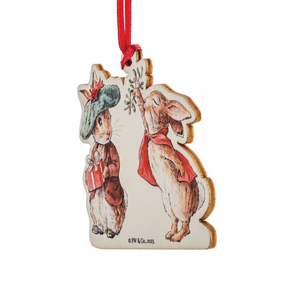 Beatrix Potter Benjamin Bunny and Flopsy Christmas Wooden Hanging ...