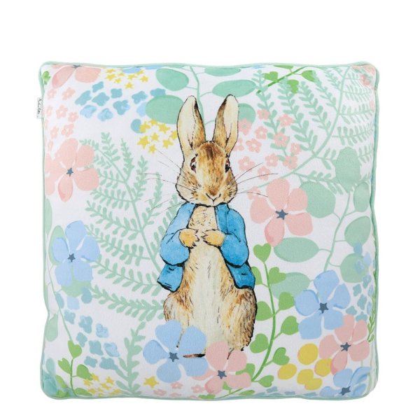 Beatrix Potter Peter Rabbit English Garden Cushion - threelittlebears.co.uk