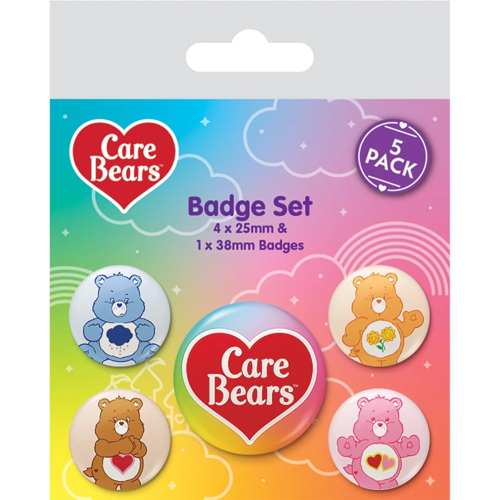 Care Bears Button Badge Set of 5 badges Design 3 - threelittlebears.co.uk