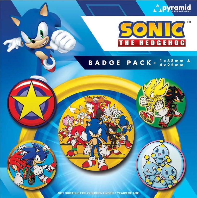 Sonic The Hedgehog Speed Team Set of 5 Badges - threelittlebears.co.uk