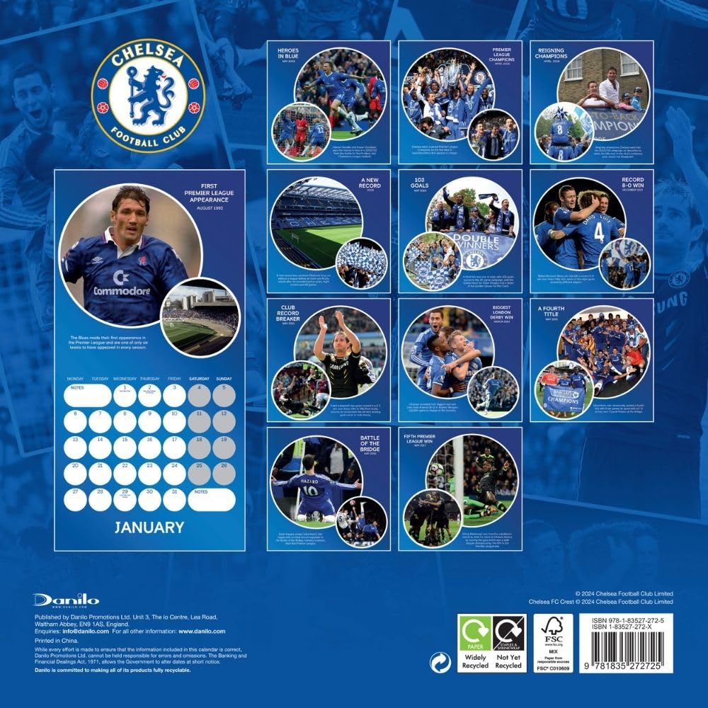 Chelsea FC Legends 2025 Wall Calendar - threelittlebears.co.uk