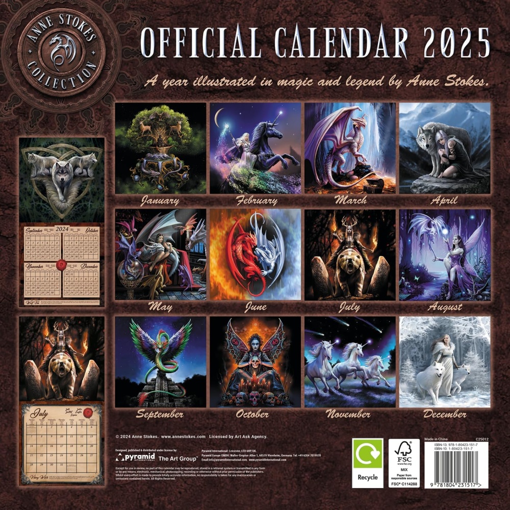 Anne Stokes Official 2025 Calendar - threelittlebears.co.uk