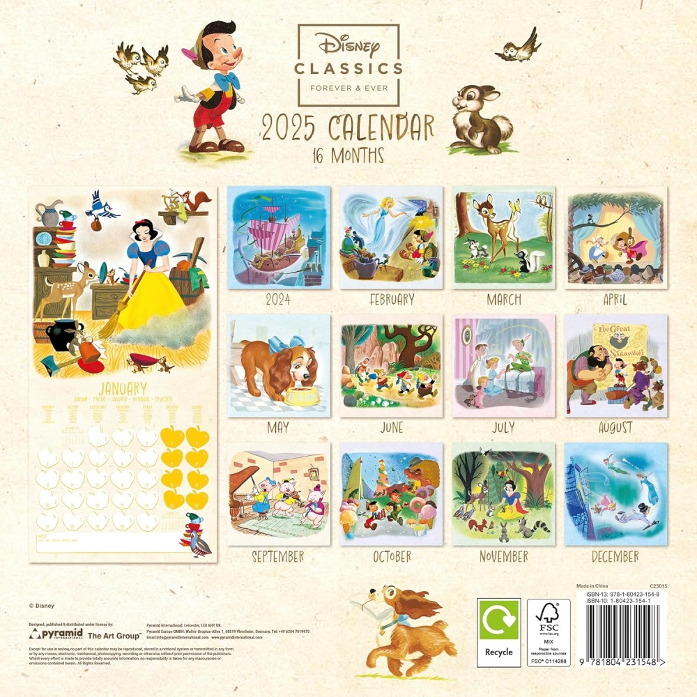 Disney Classics 2025 Wall Calendar - threelittlebears.co.uk