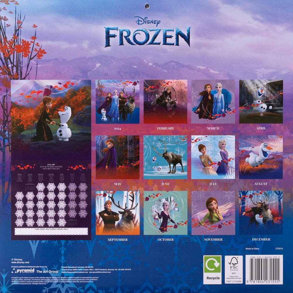 Disney Frozen 2025 Wall Calendar - threelittlebears.co.uk