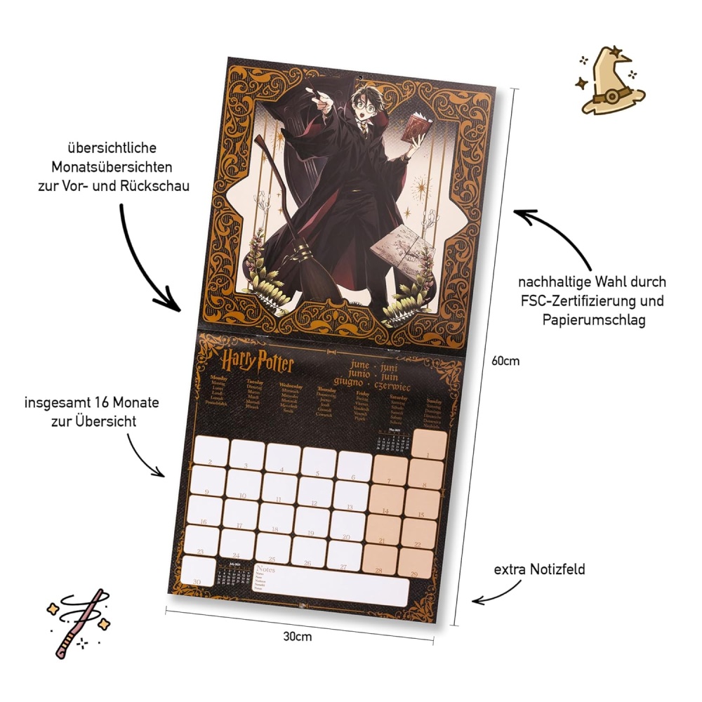 Harry Potter Magical 2025 Wall Calendar - threelittlebears.co.uk
