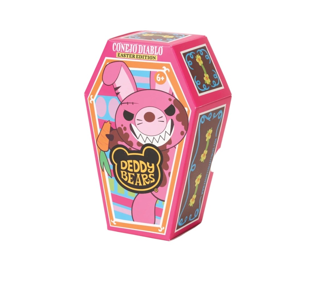 Conejo Diablo Easter Coffin Deddy Bear 14cm Plush - threelittlebears.co.uk