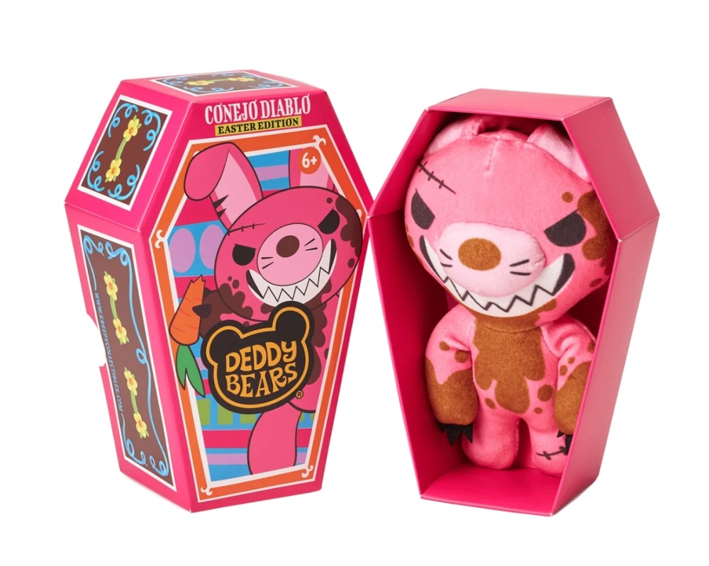 Conejo Diablo Easter Coffin Deddy Bear 14cm Plush - threelittlebears.co.uk