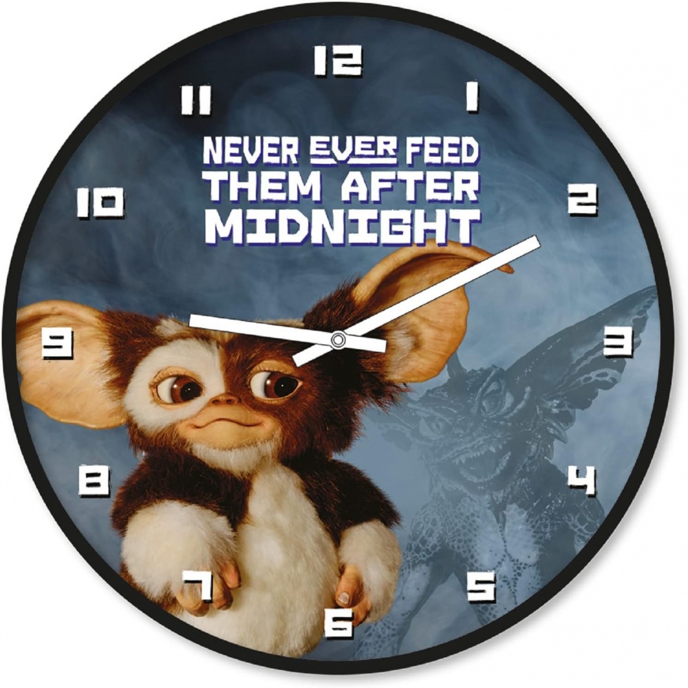 Gremlins Never Feed After Midnight Wall Clock - threelittlebears.co.uk