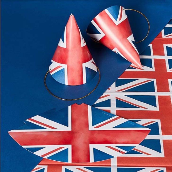 Union Jack Flag Party Paper Hats Pack of 10 - threelittlebears.co.uk