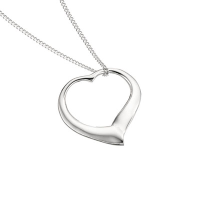 Large Silver Slip-on heart pendant with 18" chain - threelittlebears.co.uk