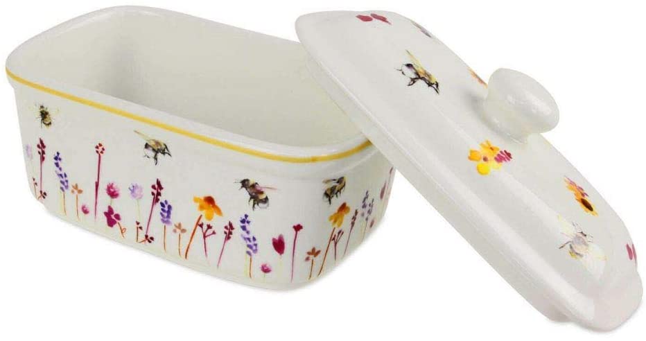 Ceramic Butter Dish Busy Bees Design with Lid Boxed - threelittlebears ...