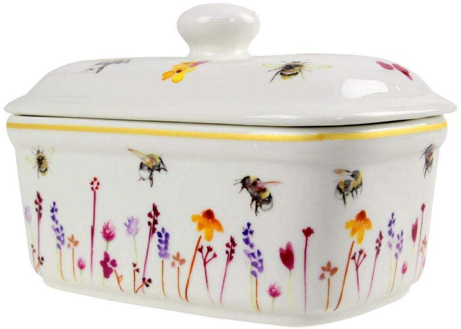 Ceramic Butter Dish Busy Bees Design with Lid Boxed - threelittlebears ...