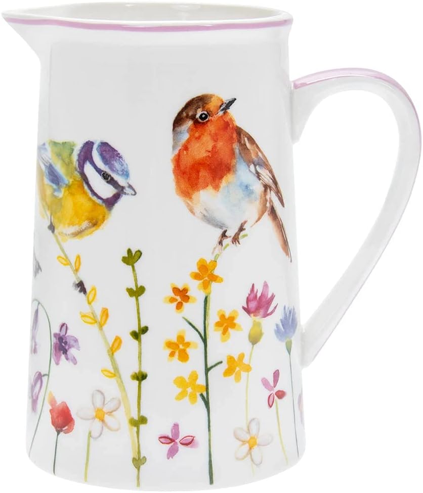 Garden Birds Milk Jug Fine China - threelittlebears.co.uk